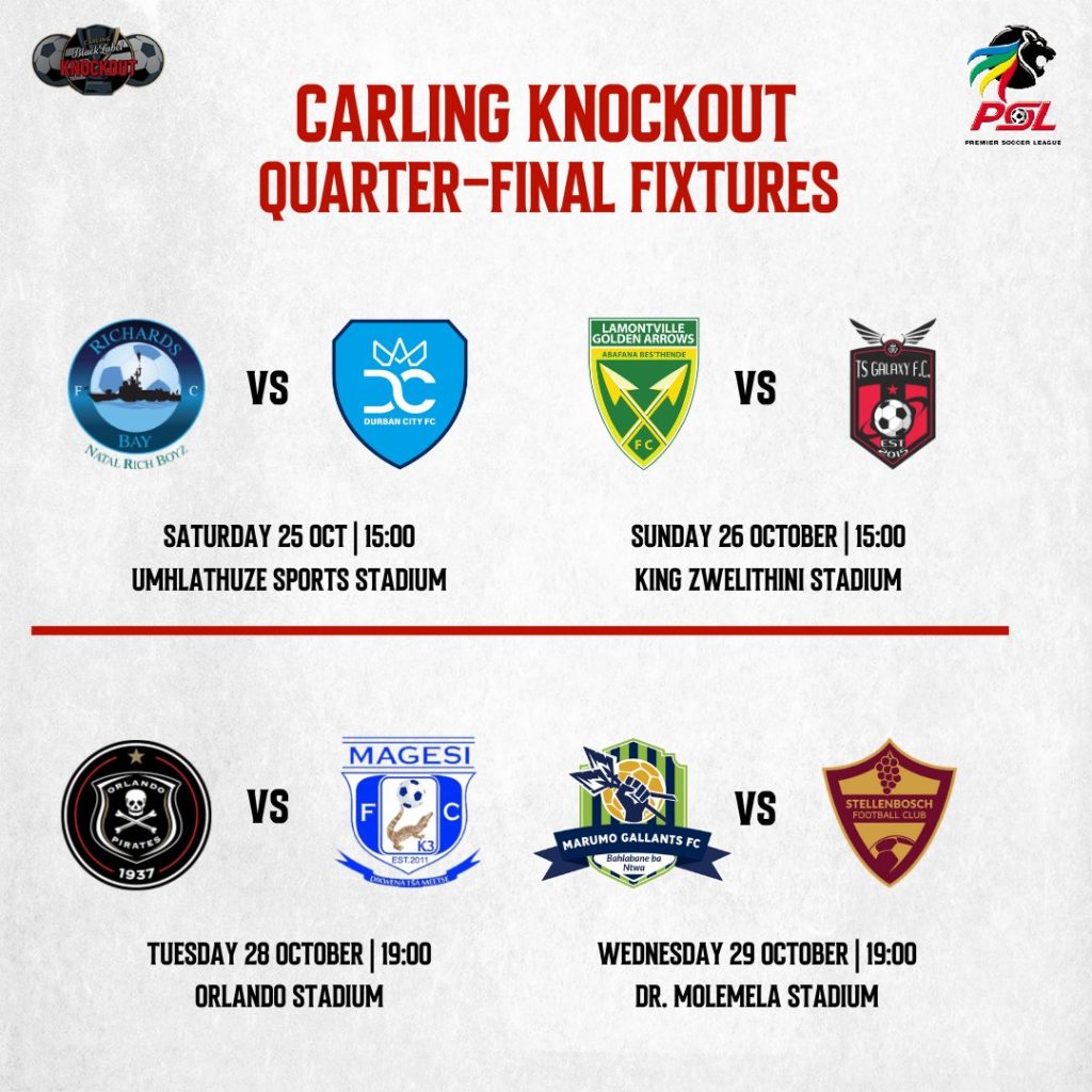 PSL announce Carling Knockout quarter-finals details